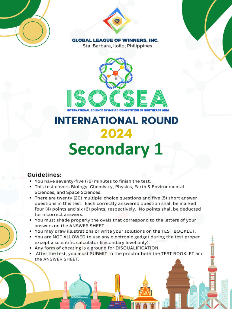 Isocsea 2024 Secondary 1 NR Test | PDF | Ion | Chemical Elements
