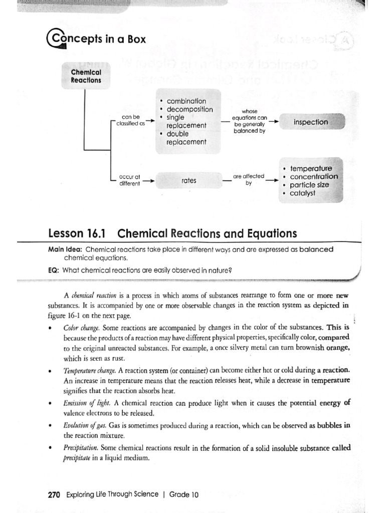 Chemical Reaction and Equations Book | PDF