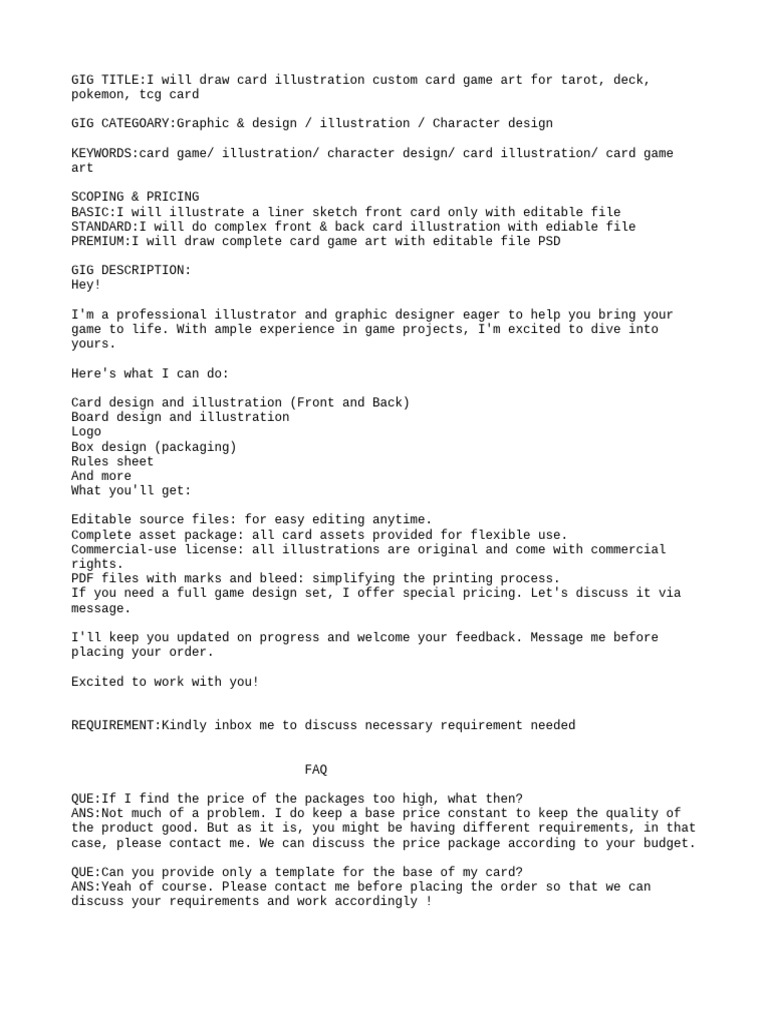Ek - Gig Info For Card Game 2ii | PDF