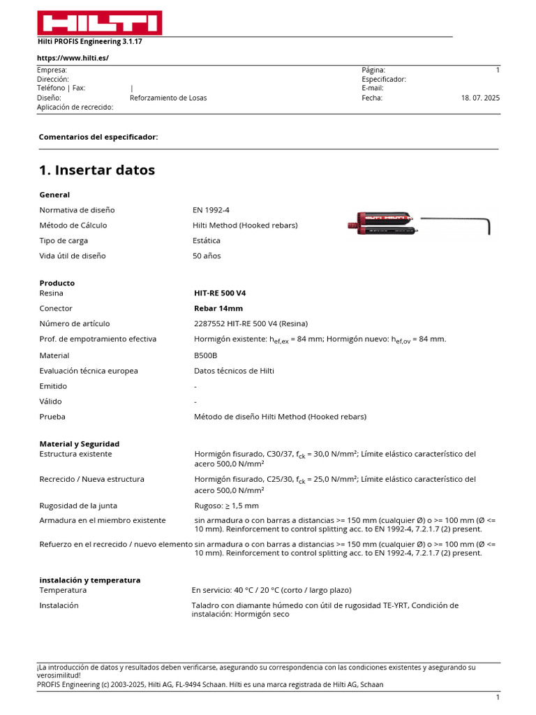 Reforzamiento de Losas con Hilti Method | PDF | Hormigón | Ingeniería ...
