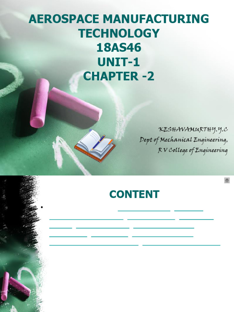 Aerospace Manufacturing Technology 18AS46 UNIT-1 Chapter - 2 | PDF | Casting | Clay