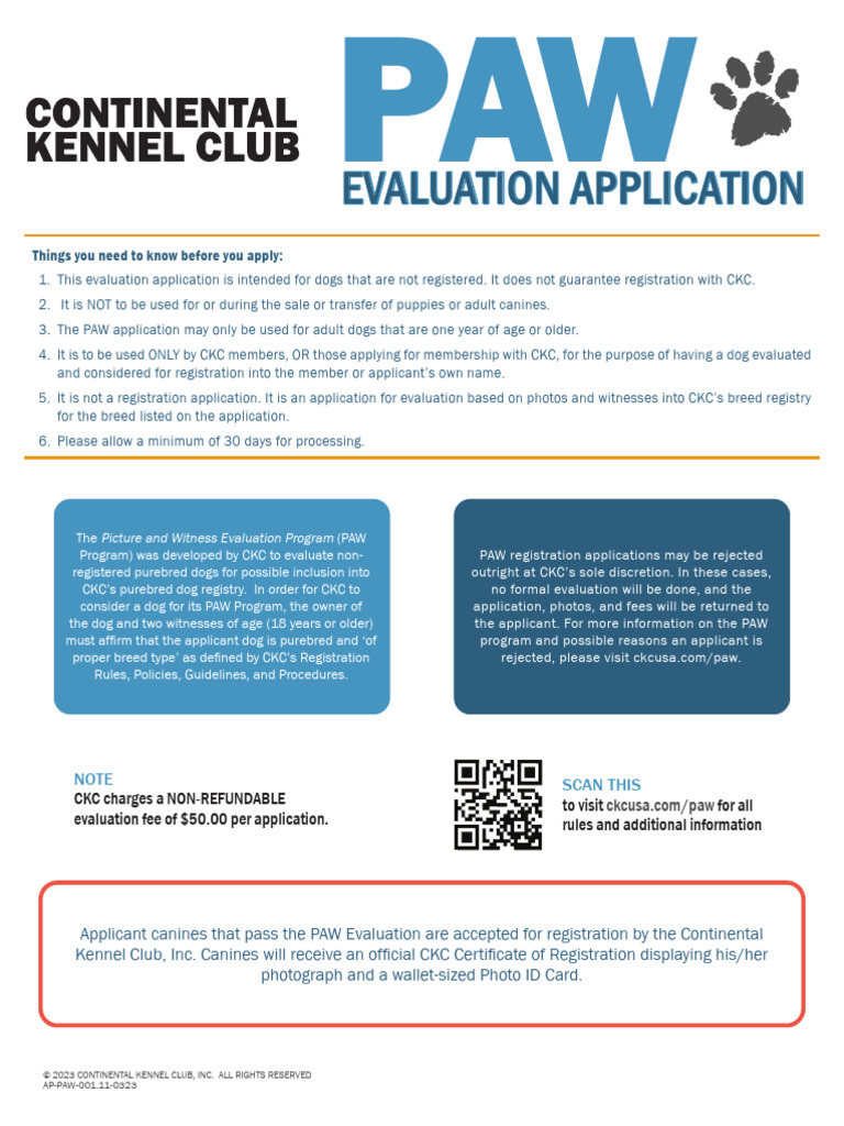 PAW Evaluation Application Guide | PDF | Dog Breeds | Kennel Club