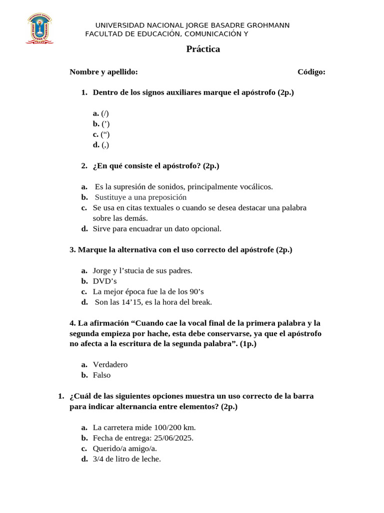 Práctica Ortografía | PDF | Palabra | Escritura
