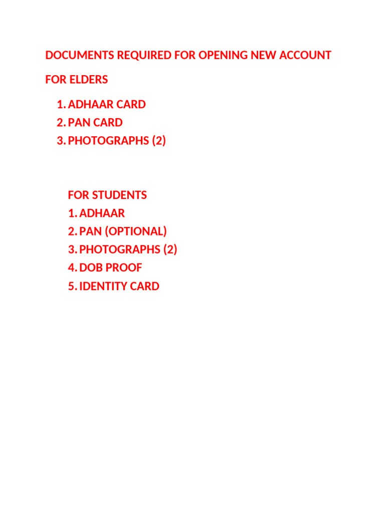 New Account Opening Requirements | PDF