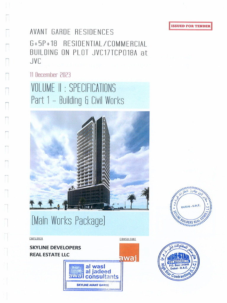 Vol II - Specifications - Part 1 - Building & Civil Works | PDF
