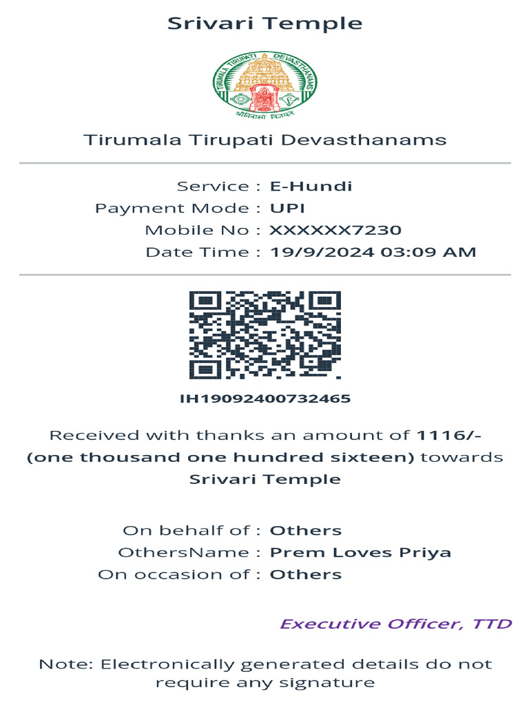 Hundi - Receipt Completed Payment | PDF