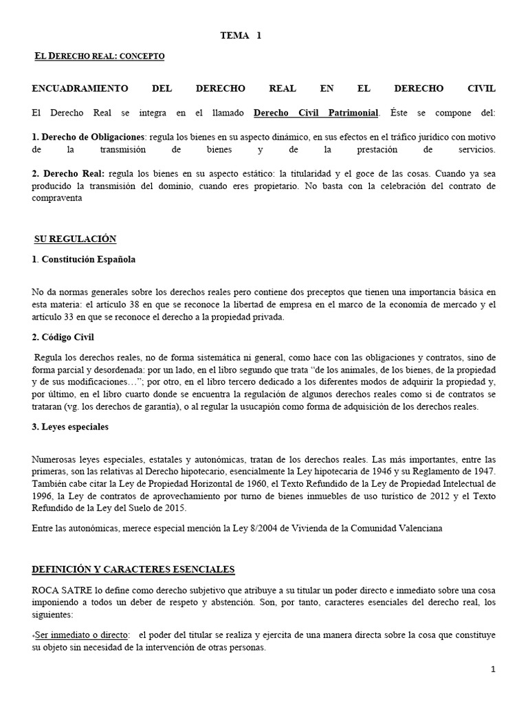 Apuntes Tema 1 | PDF | Propiedad | Posesión adversa