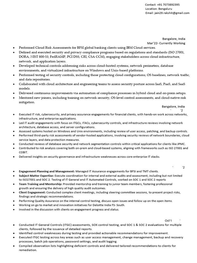 Rakshit Jain CV | PDF | Cloud Computing | Computer Security