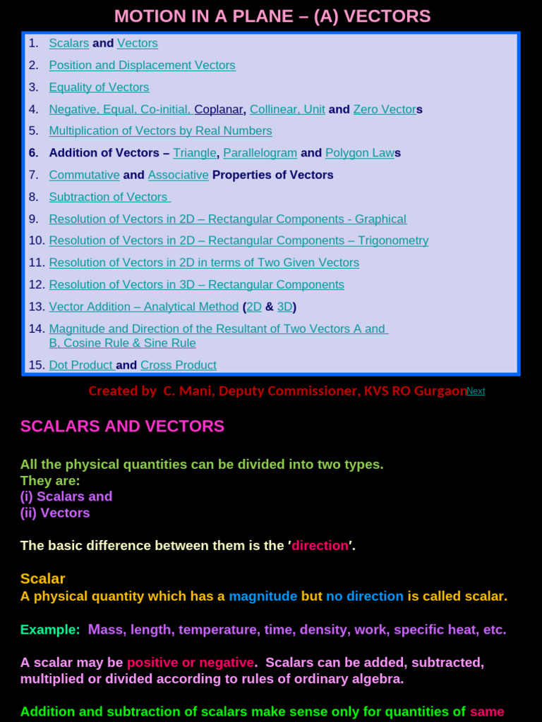 4a Motion in A Plane Vectors | PDF | Euclidean Vector | Classical Geometry