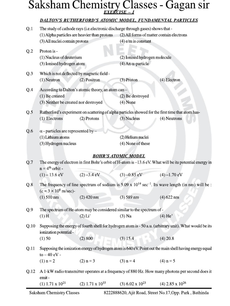 Atomic Structure Module 2025 | PDF