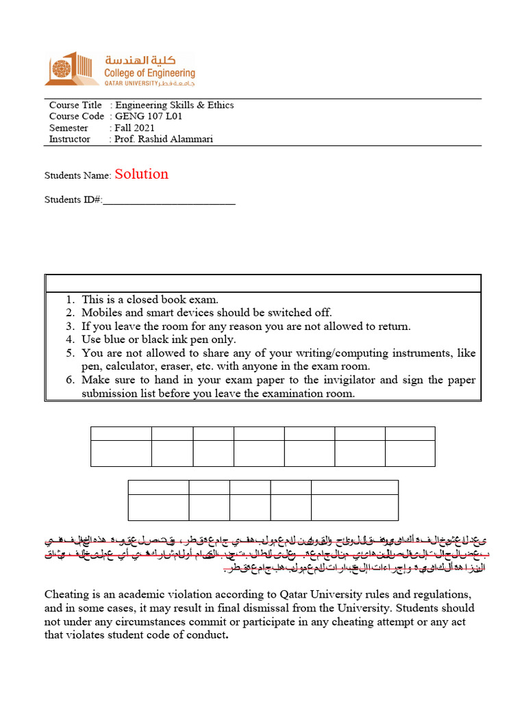 Engineering Skills & Ethics Exam Guide | PDF | Overtime | Conflict Of ...