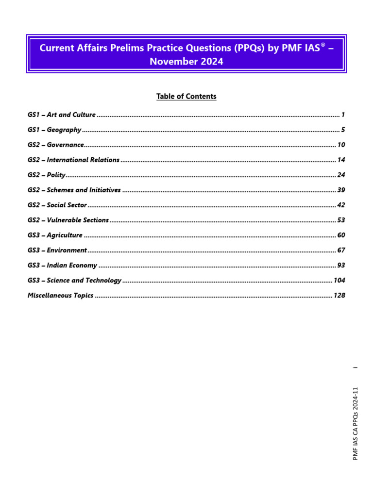 PMFIAS CA MCQs 2024 11 | PDF