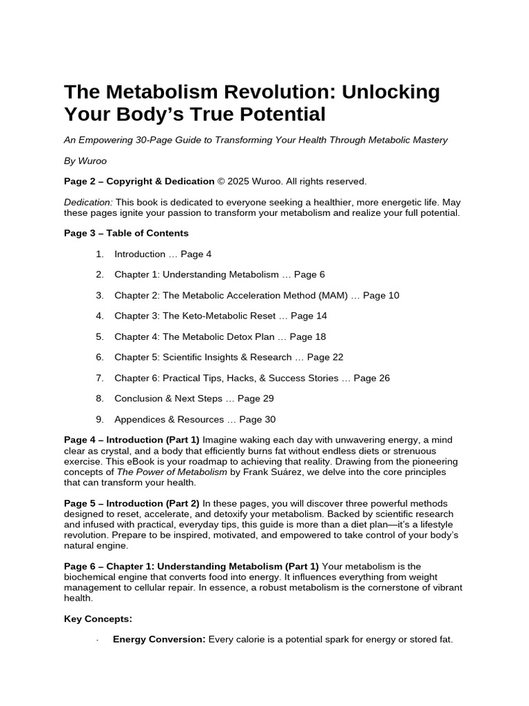 The Metabolism Revolution: Unlocking Your Body's True Potential | PDF | Dieting | Fat