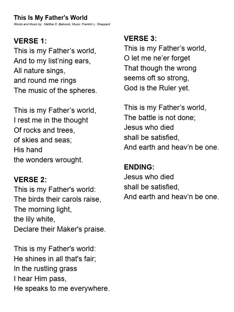 This Is My Father's World Lyrics | PDF