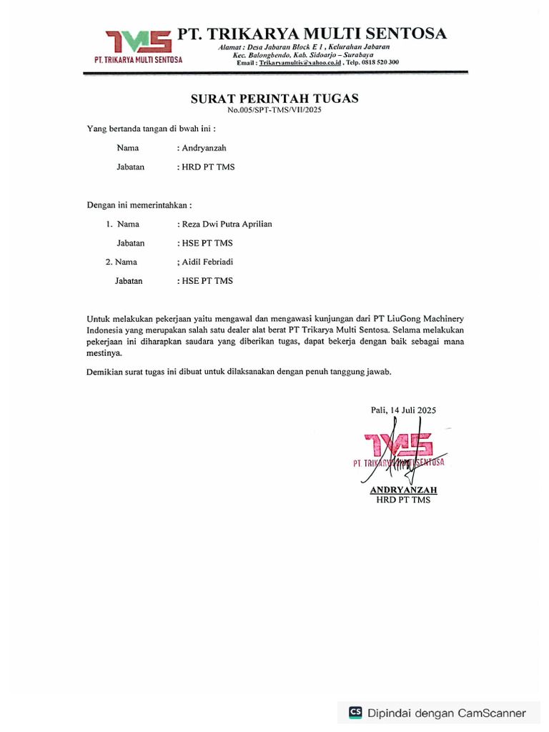 Surat Perintah Tugas | PDF