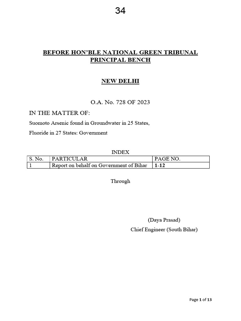 Report by Government of Bihar in OA No. 728 of 2023 (News Item Titled ...