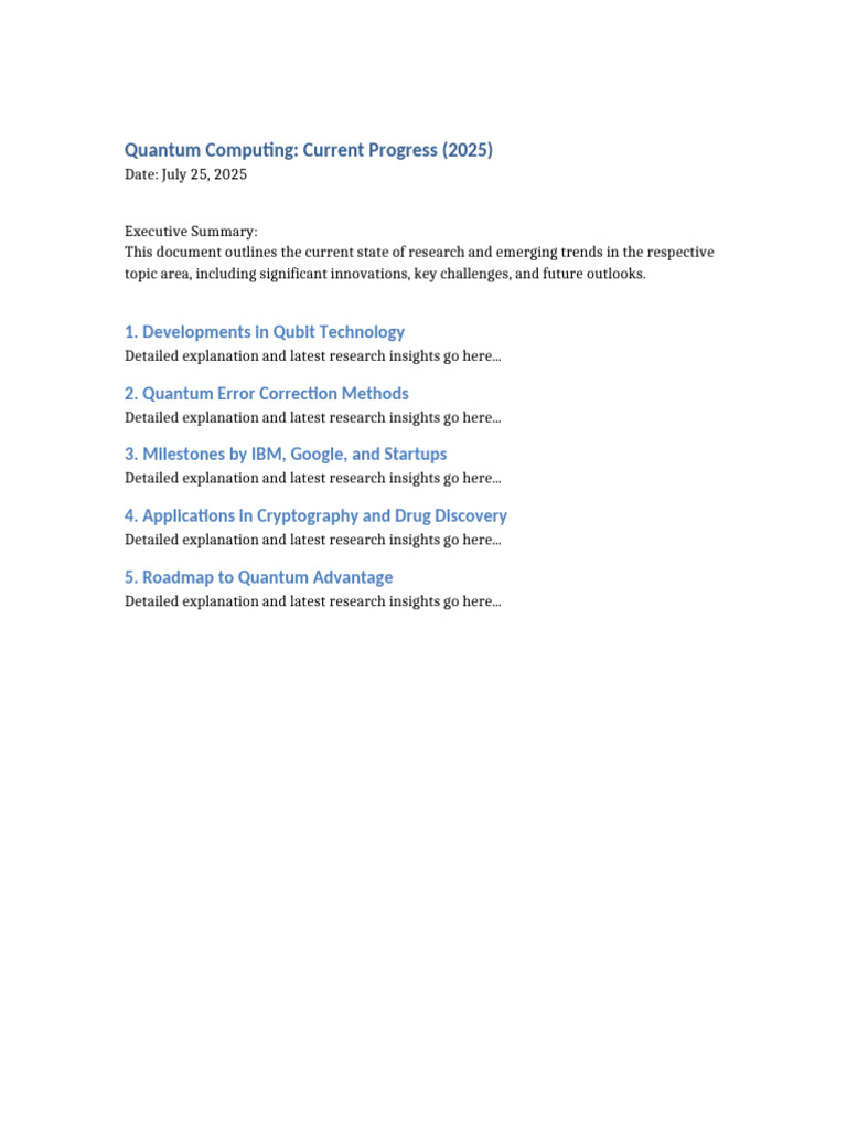 Quantum Computing Progress Report 2025 | PDF