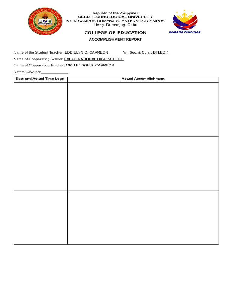 Accomplishment Report Format | PDF