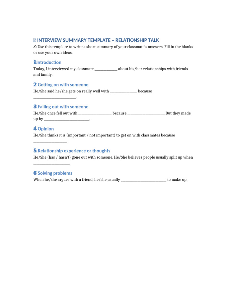 Interview Summary Template | PDF