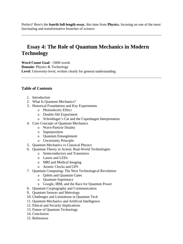Quantum Mechanics in Modern Technology | PDF | Quantum Computing ...