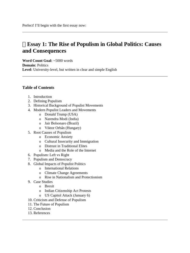 The Rise of Populism in Global Politics Causes and Consequences | PDF ...