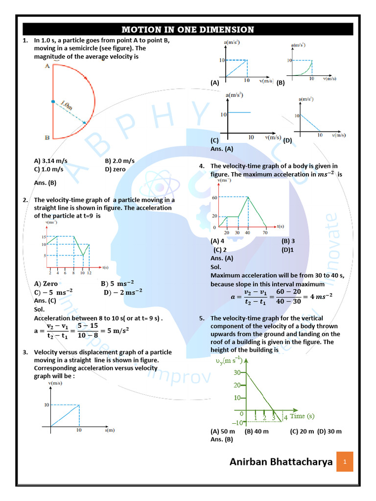 Motion in One Dimension Problems | PDF | Acceleration | Kinematics