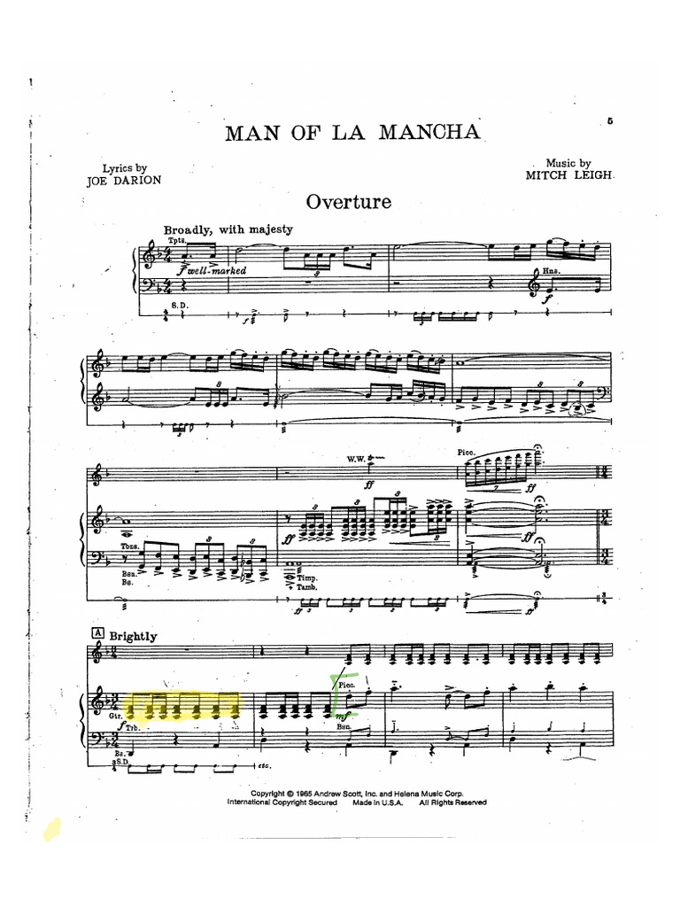 Man of La Mancha - Overture Analisis A | PDF