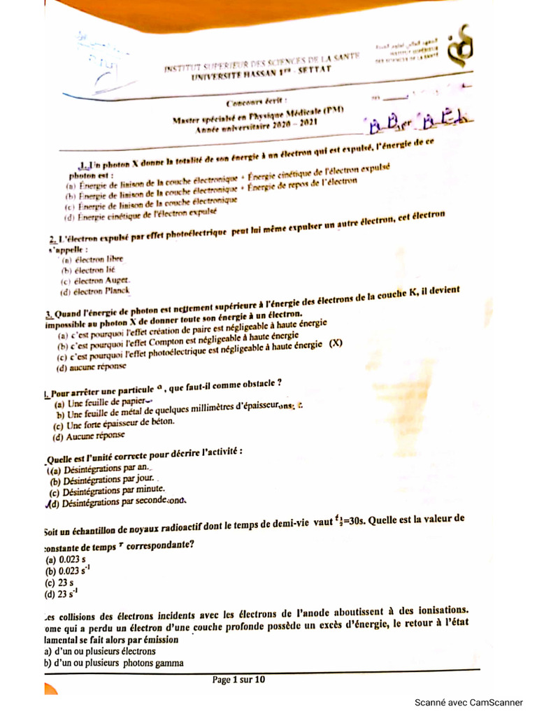 Physique Medicale ISSS Settat | PDF