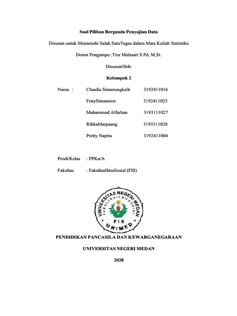 PDF Soal Pilihan Berganda Penyajian Data Compress | PDF