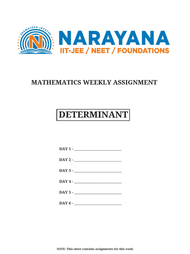 Weekly Mathematics Assignment | PDF | Equations | Mathematical Concepts
