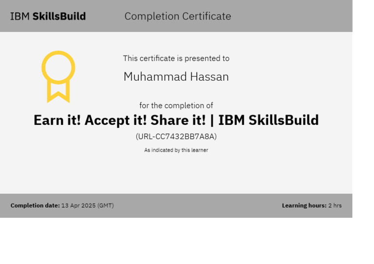 Completion Certificate - SkillsBuild | PDF