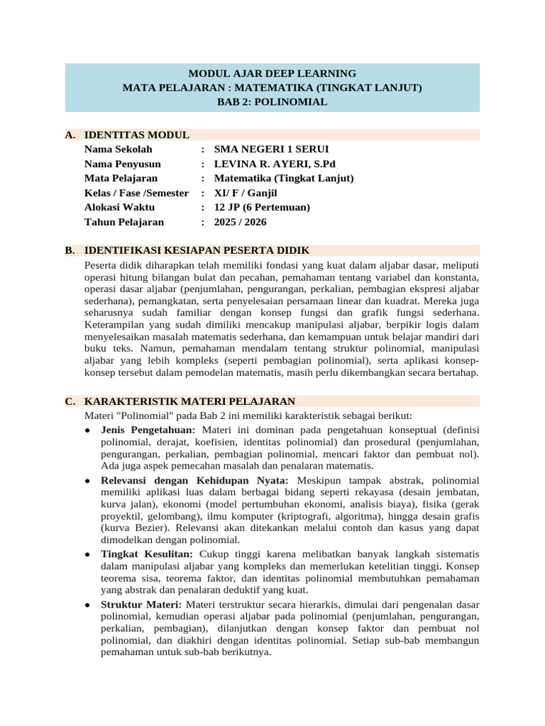 Modul Bab 2 Polinomial | PDF