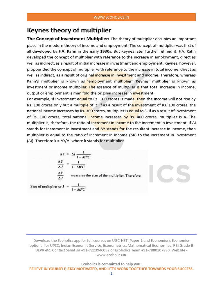 Keynes Theory of Multiplier - 1678542 - 2025 - 07 - 23 - 12 - 52 | PDF ...