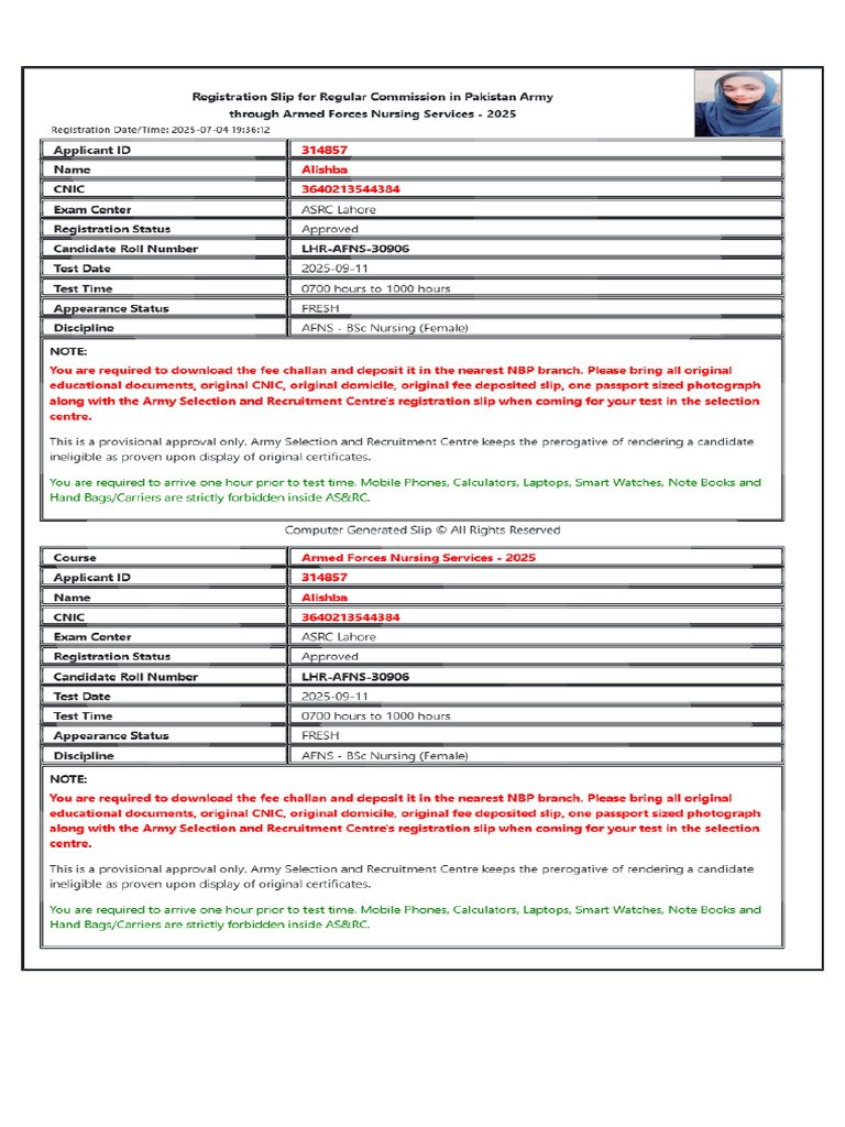 Registration Slip | PDF