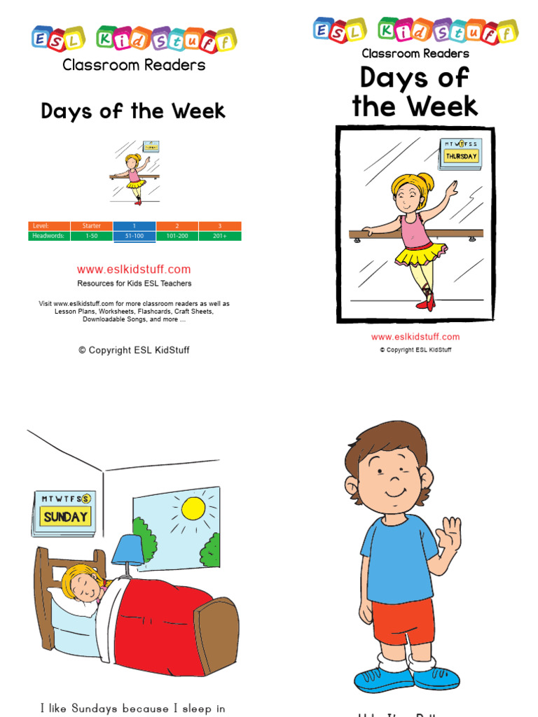 Book For Kids Days of The Week Double Sided Level1 Nei | PDF