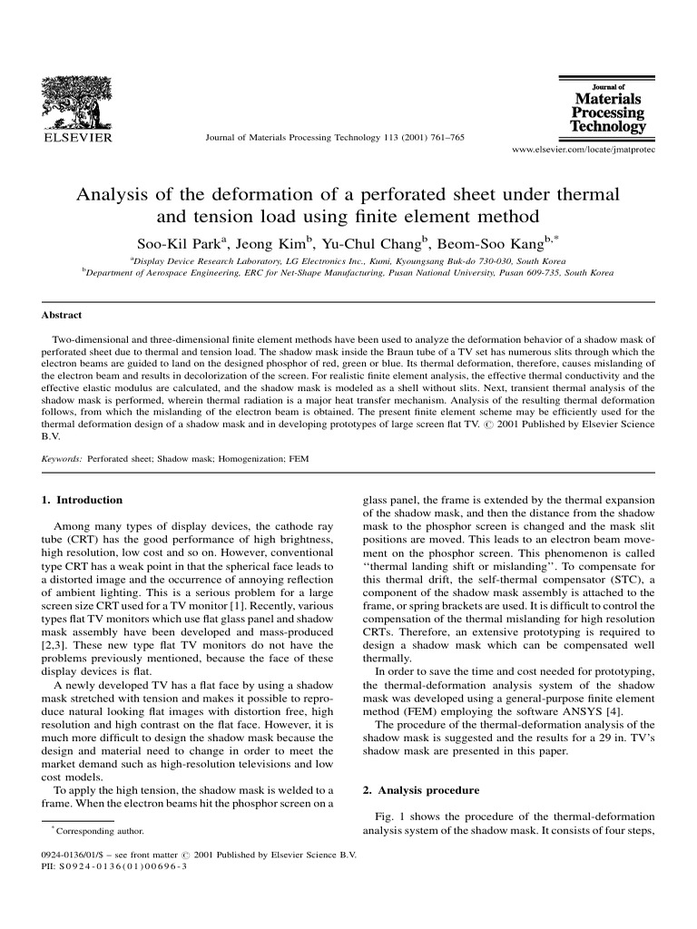 Analysis of The Deformation of A Perforated Sheet Under Thermal and ...