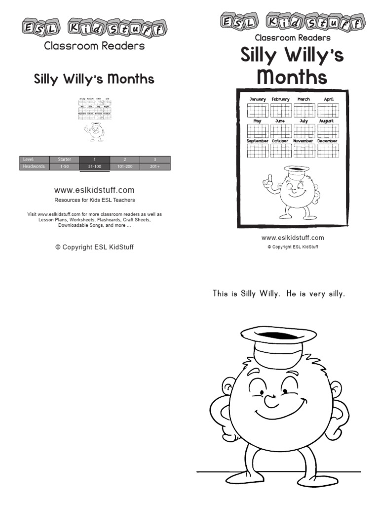 Book Kids BW Months Silly Willy Double Sided BW Level1 CTQ | PDF
