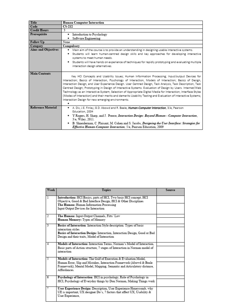 Human-Computer Interaction Course Overview | PDF | Human–Computer ...