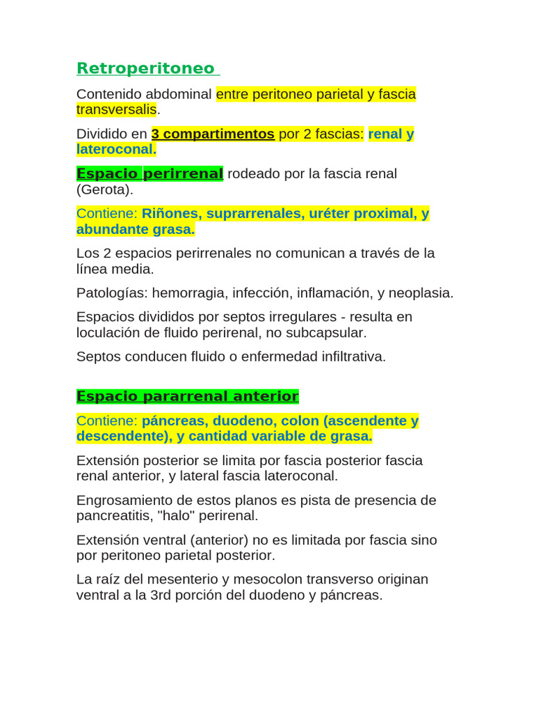 Retroperitoneo | PDF | Medical Specialties | Diseases And Disorders