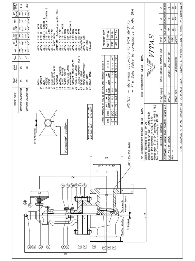 Vitas - Gate Valves Class 900 - 6 To 8 Inch - Trim 5 | PDF