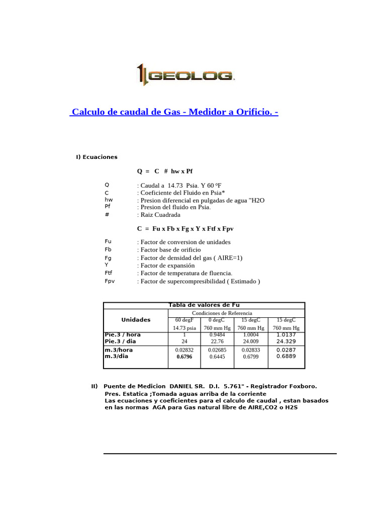 Cálculo de Caudal de Gas Natural | PDF