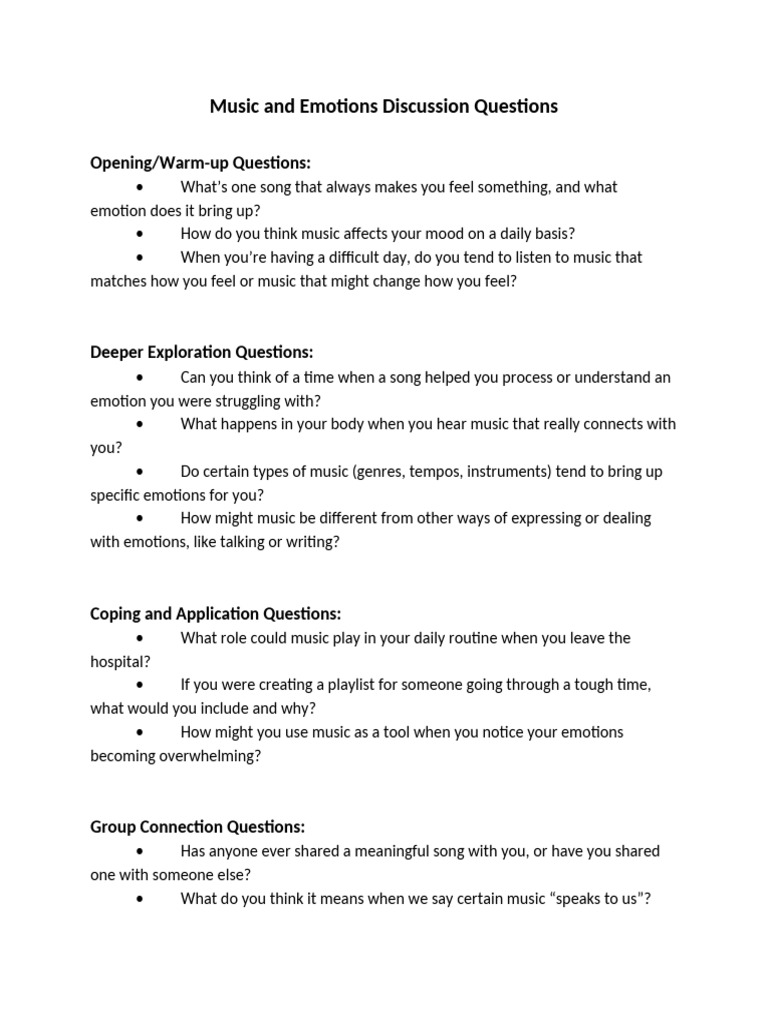 Music and Emotions Group | PDF