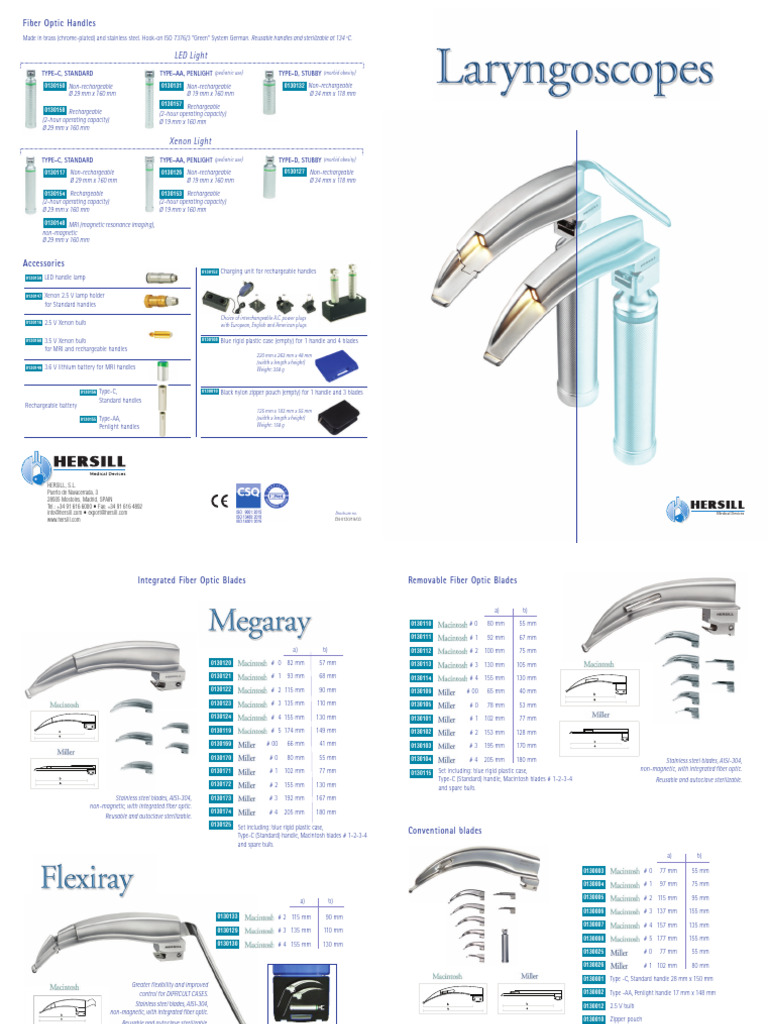 Laryngoscopes Brochure en | PDF | Flashlight | Equipment