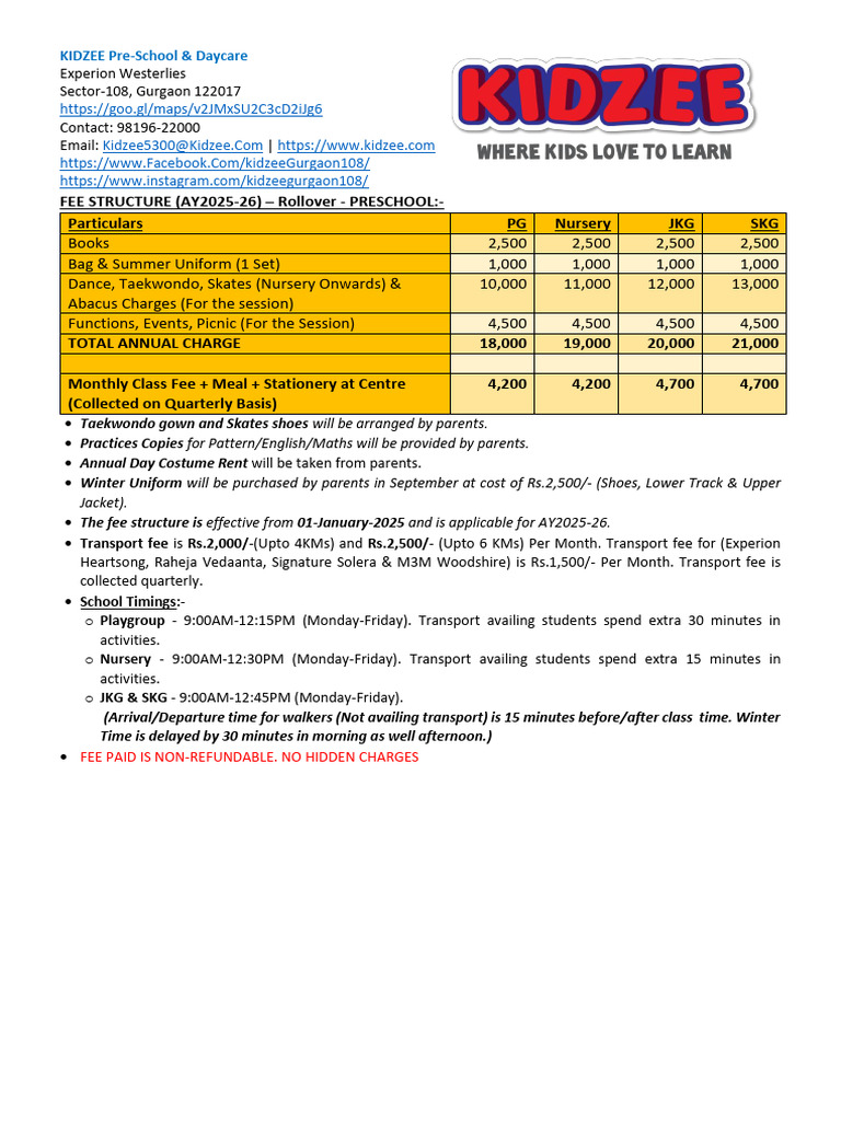 1c.fee - Ay2025-26 - School Rollover - 1-Apr-2025 | PDF
