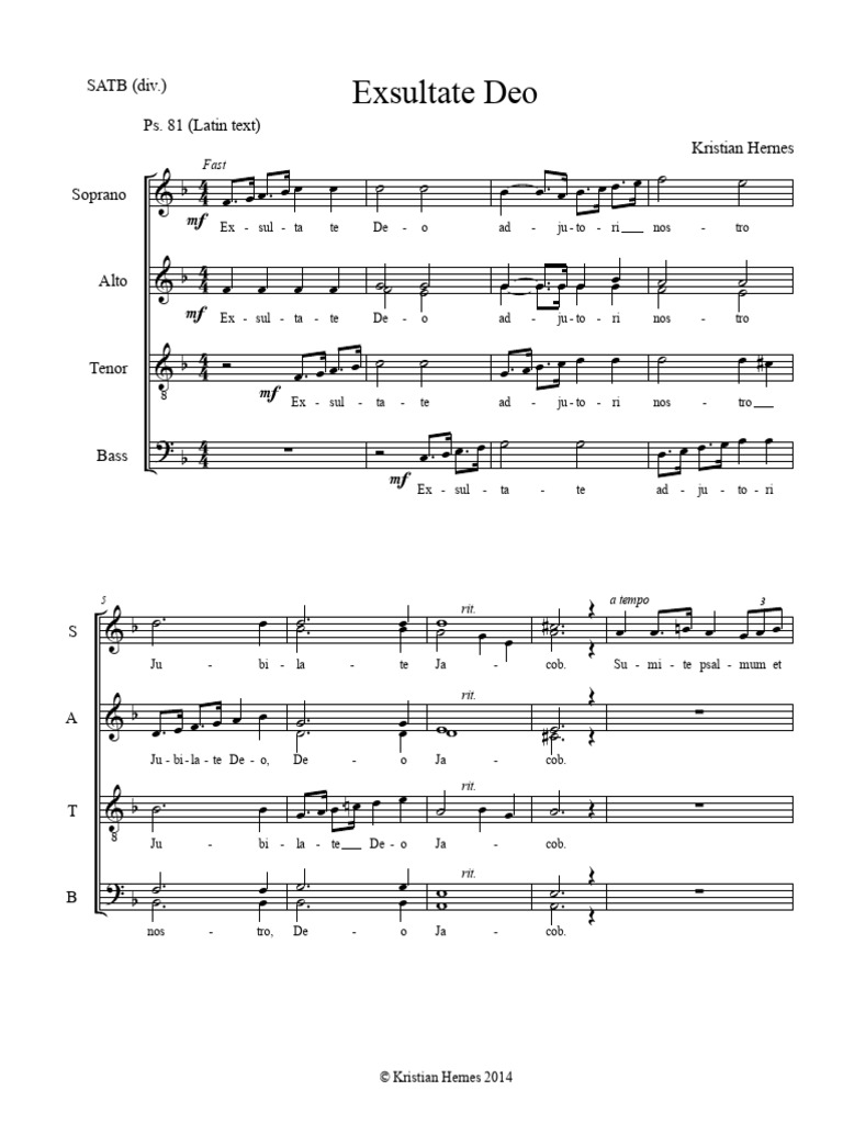 Exsultate Deo pour SATB | PDF
