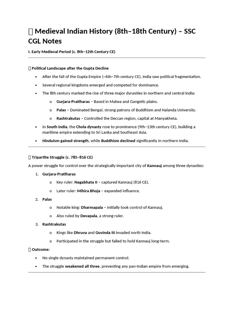 SSC CGL Medieval Indian History | PDF