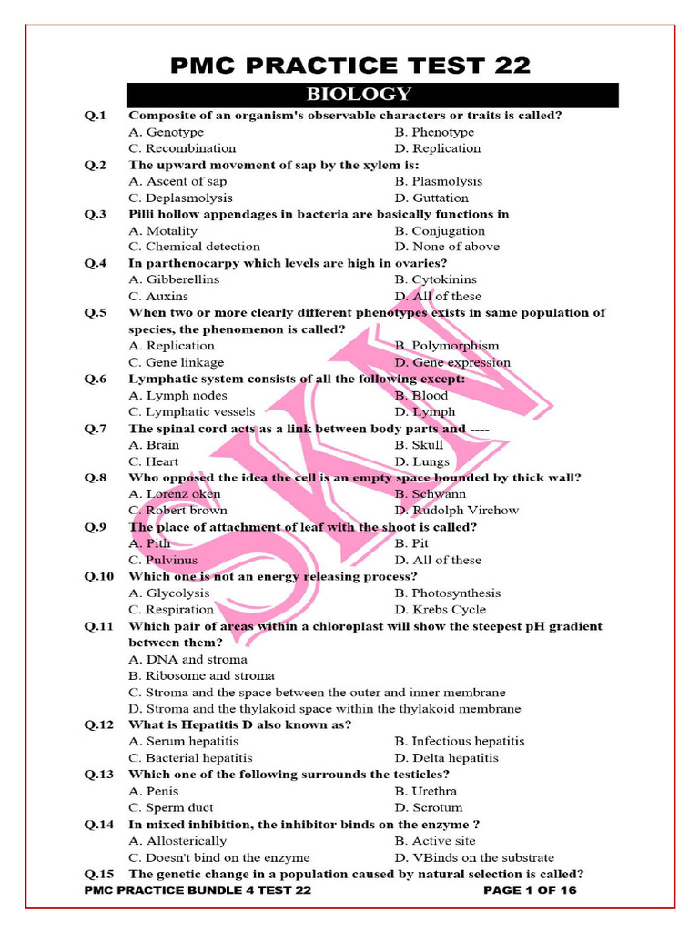 PMC Paid Practice Test 22 Bundle 4 SKN | PDF