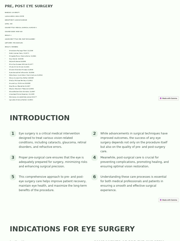 Pre Post Eye Surgery | PDF | Surgery | Glaucoma
