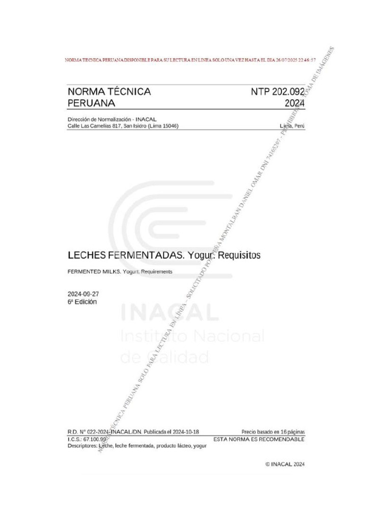 NTP Leches Fermentadas | PDF