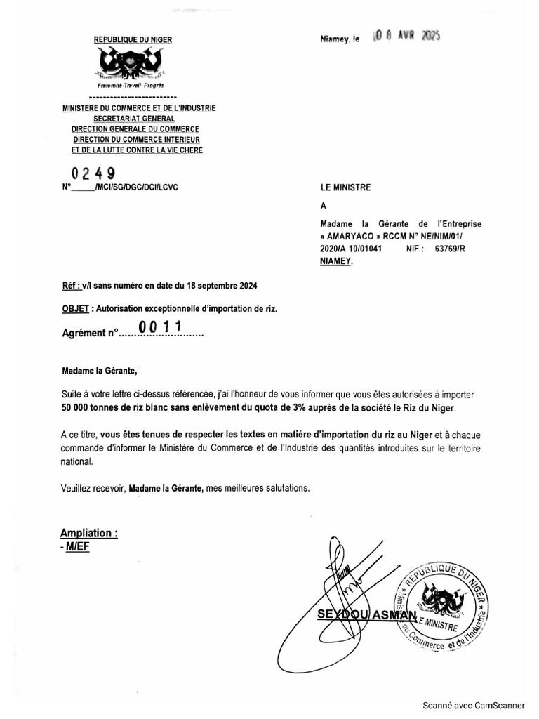 Autorisation AMARYACO | PDF